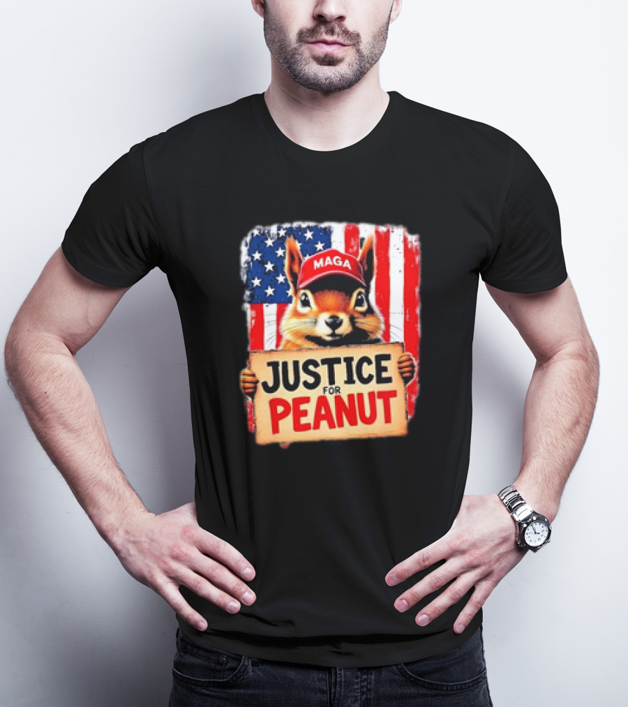 Justice For Peanut The Squirrel MAGA American Flag T-Shirt