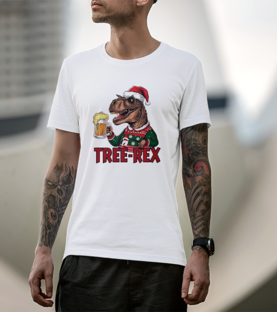 Christmas Tree-Rex Ugly Sweater Merry Beer Dinosaur Trex T-Shirt