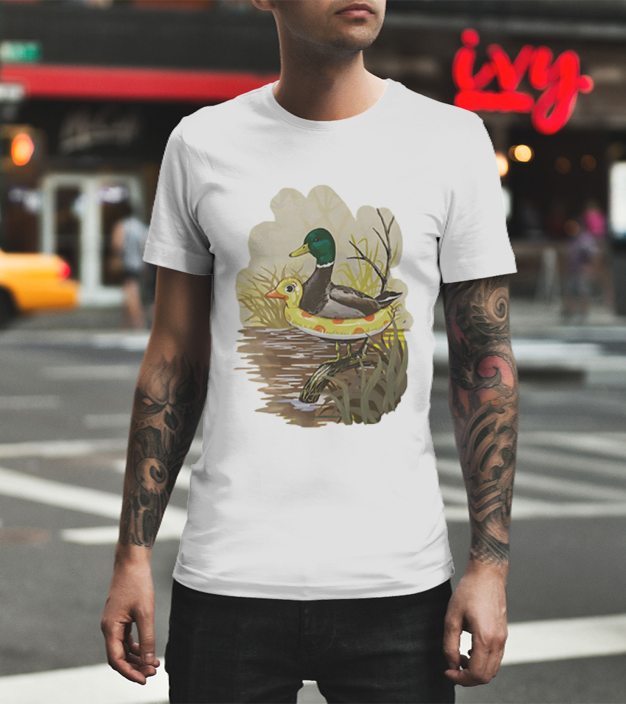 Duck In Training With Swim Ring By Pond T-Shirt