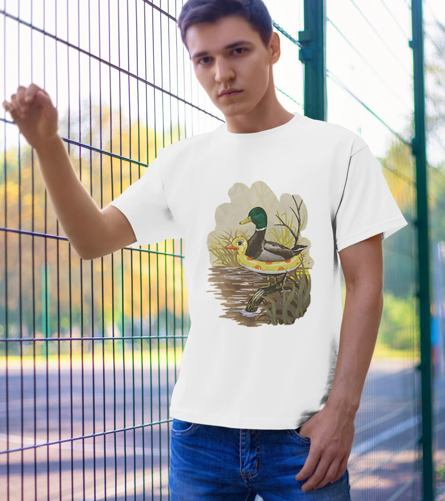 Duck In Training With Swim Ring By Pond T-Shirt