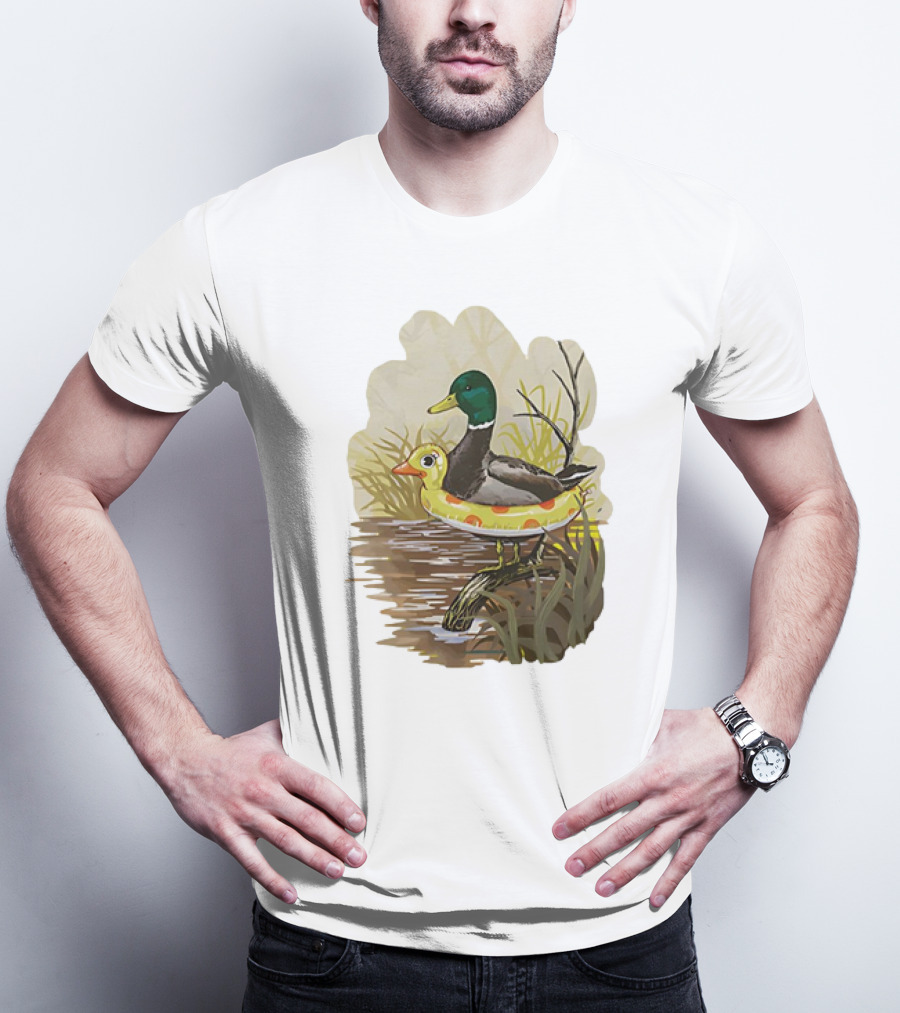 Duck In Training With Swim Ring By Pond T-Shirt