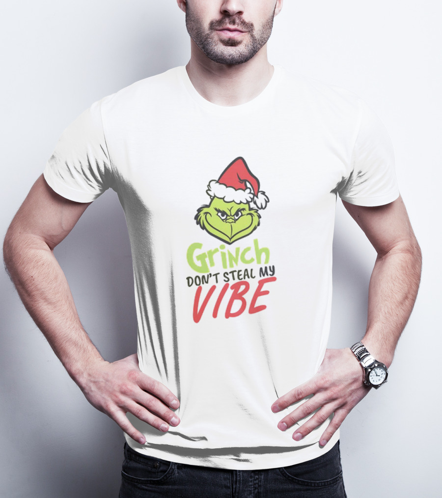Grinch Don’t Steal My Vibe Christmas Santa Hat T-Shirt