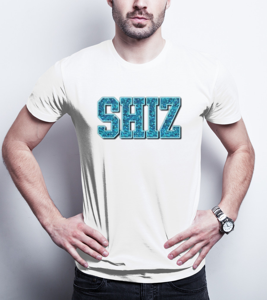 SHIZ Glitter Bold Blue Text T-Shirt