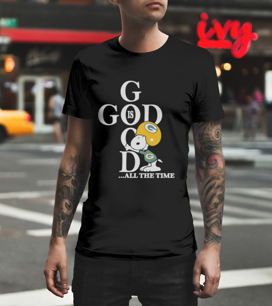 Green Bay Packers Snoopy God Is Good All The Time Football Helmet T-Shirt