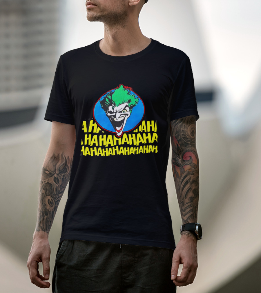 Joker DC Comics 1989 Hahahaha Vintage Iconic Laughing Face And Text T-Shirt