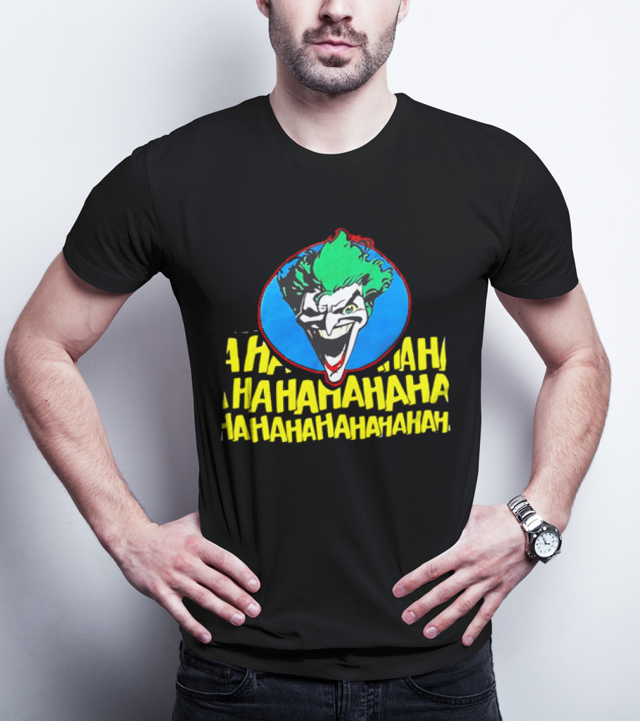 Joker DC Comics 1989 Hahahaha Vintage Iconic Laughing Face And Text T-Shirt
