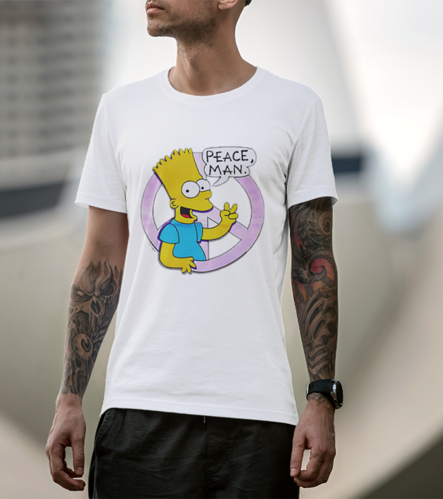 Bart Simpson Peace Man Vintage Iconic Character T-Shirt