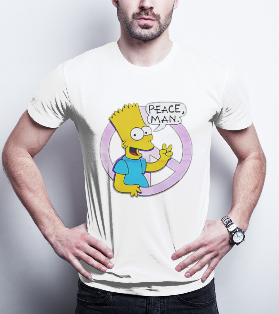 Bart Simpson Peace Man Vintage Iconic Character T-Shirt