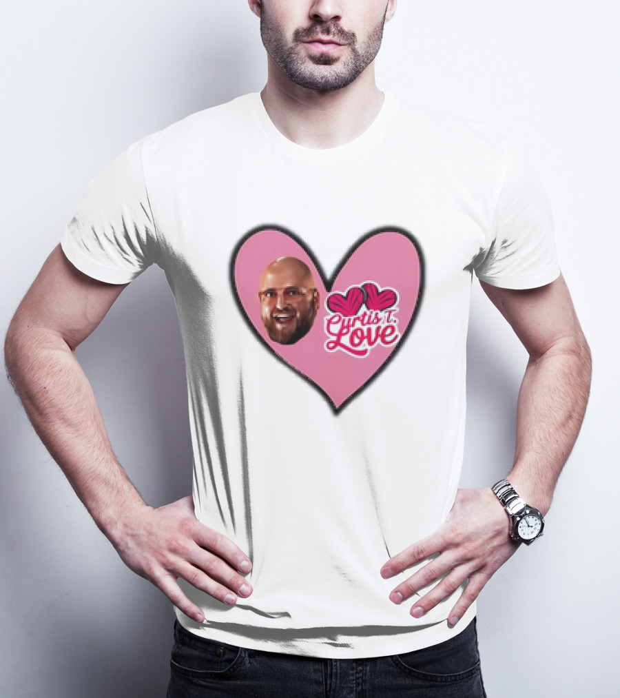 Curtis T Love Heart With Curtis Love Face And Pink Heart T-Shirt