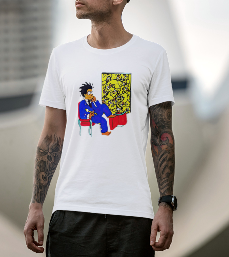 The Simpsons Jay-Z Cartoon Style Art With Basquiat Sitting On Red Chair T-Shirt