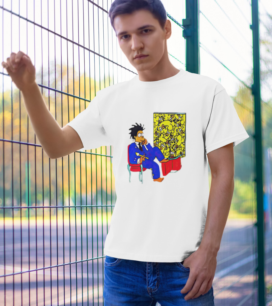 The Simpsons Jay-Z Cartoon Style Art With Basquiat Sitting On Red Chair T-Shirt