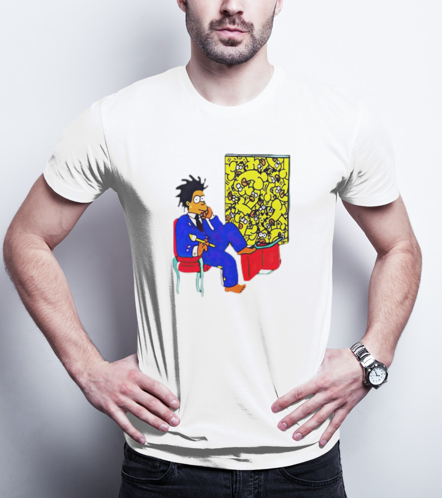 The Simpsons Jay-Z Cartoon Style Art With Basquiat Sitting On Red Chair T-Shirt