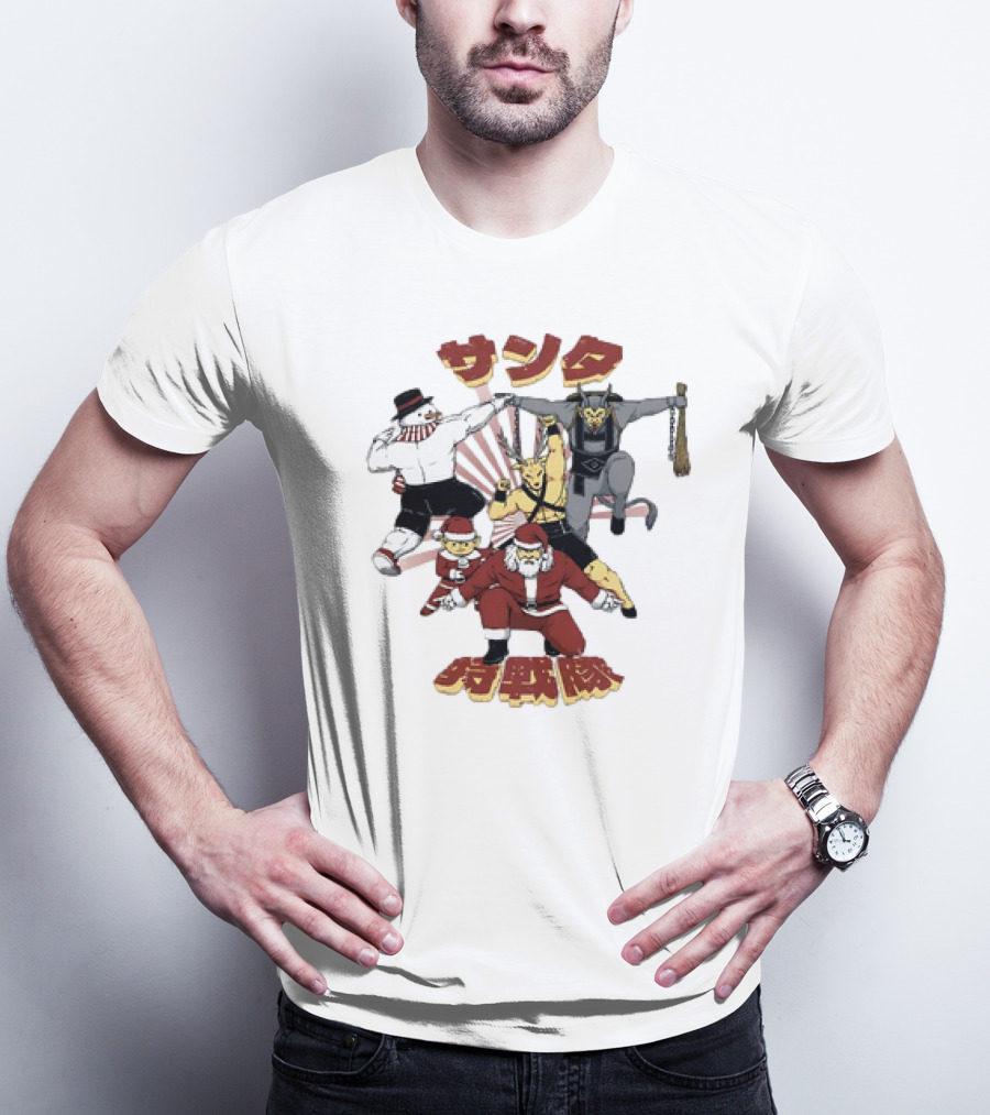 Santa Claus Krampus Frosty The Snowman Reindeer Elf Santa Force Christmas Team T-Shirt