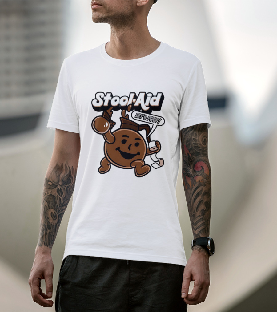 Stool-Aid Let's Poop Toilet Paper Bowl Brown Cartoon T-Shirt