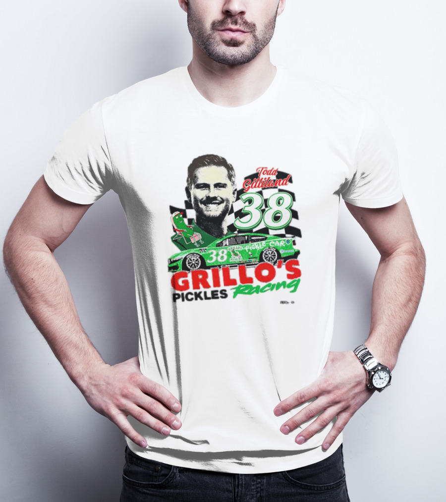 Todd Gilliland 38 Grillo's Pickles Racing Car Checkered Flag Sports T-Shirt