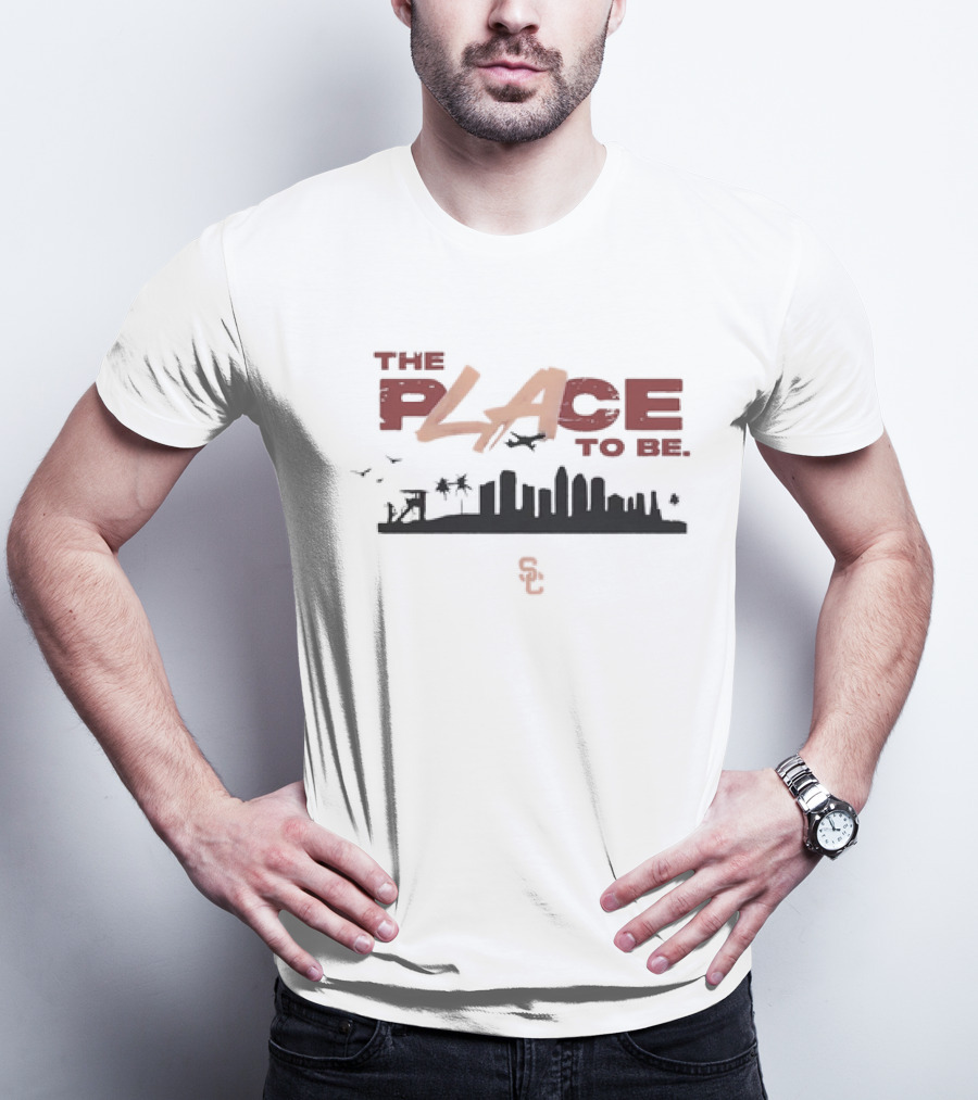 USC Trojans The Place To Be Skyline With SC Logo And Birds T-Shirt