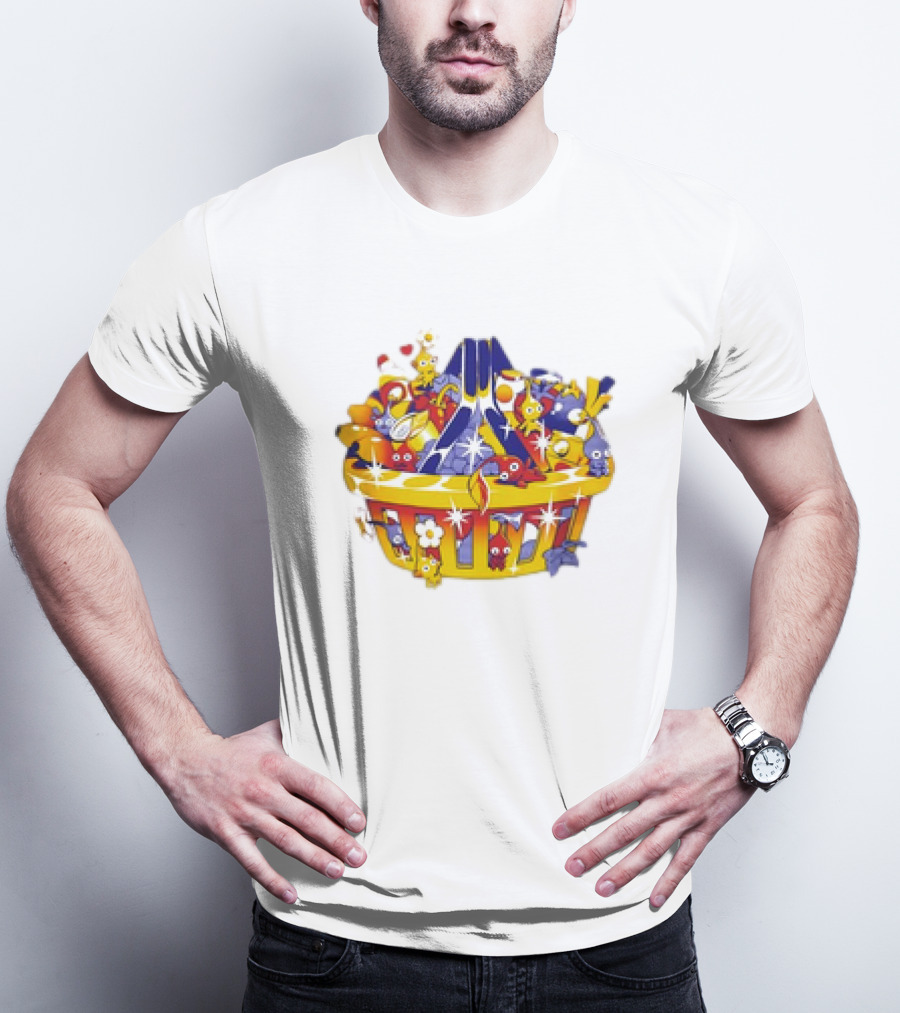 Basket Full Of Colorful Cartoon Creatures Playful And Whimsical Imagination T-Shirt