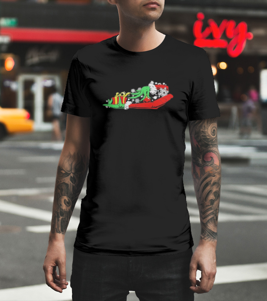 Kentucky Kentuckian Sleigh With Green Hand And Gifts Snowflakes T-Shirt
