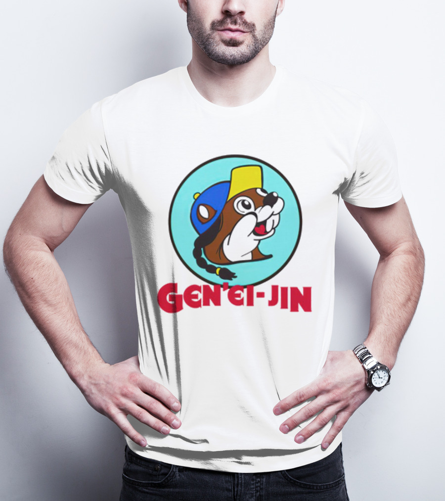 Buc-Ees Gen'ei-Jin Cap-Wearing Beaver Circle T-Shirt