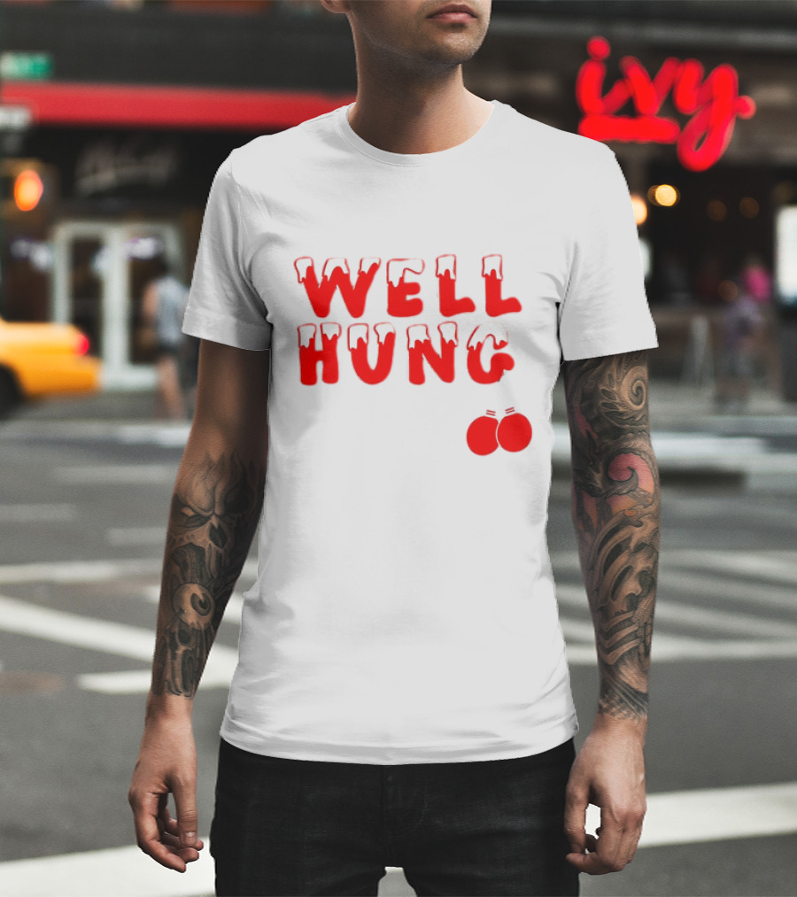 Well Hung Red Christmas Balls Snow-Capped Letters T-Shirt