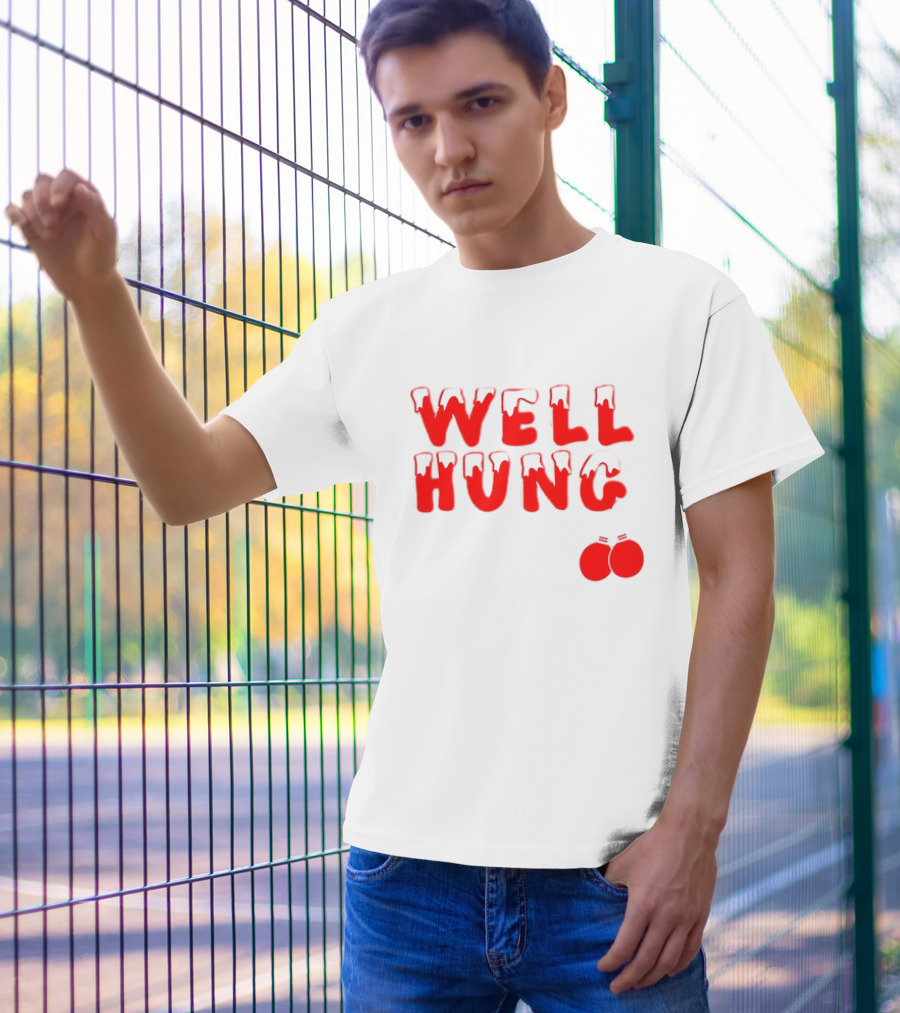 Well Hung Red Christmas Balls Snow-Capped Letters T-Shirt