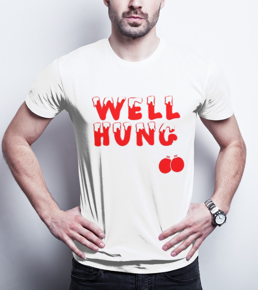 Well Hung Red Christmas Balls Snow-Capped Letters T-Shirt