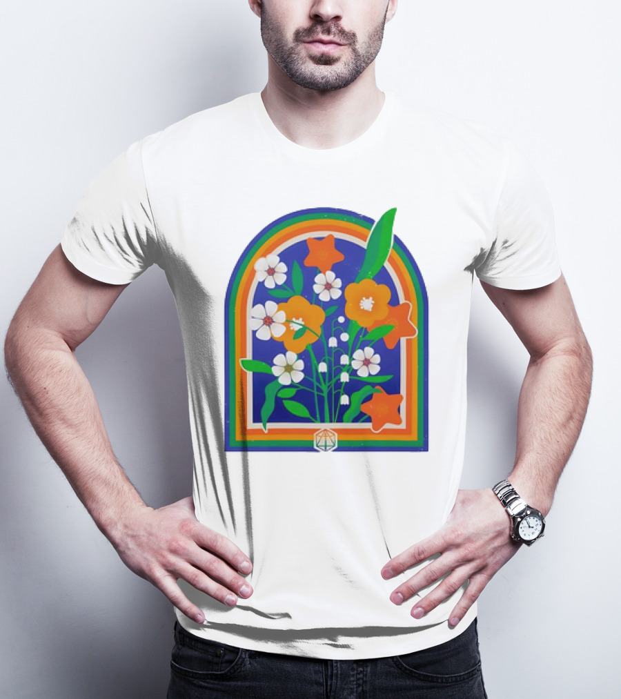 Critical Role Hope Blooms Floral Design Rainbow Border Blossoms T-Shirt