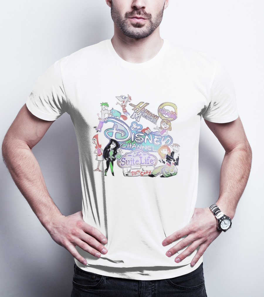 Disney Channel Hannah Montana The Suite Life That's So Raven Phineas And Ferb Kim Possible Characters Mashup T-Shirt