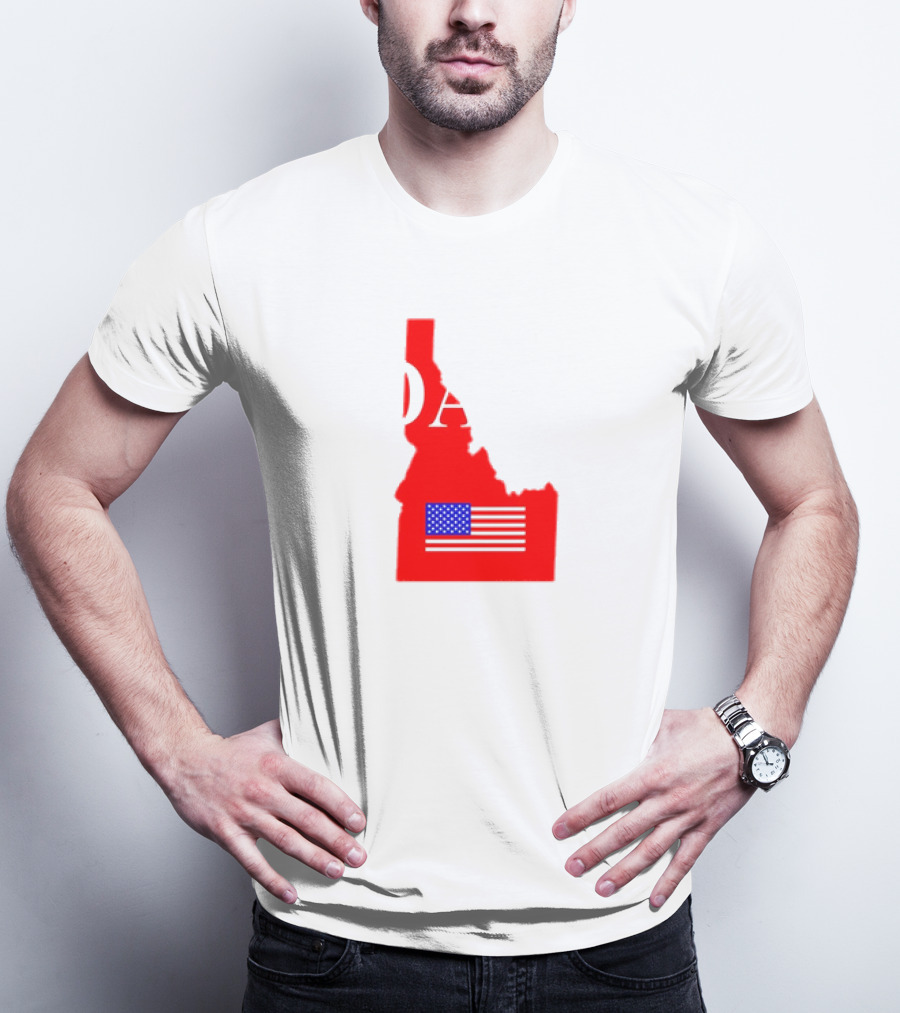 Don’t California My Idaho Red State Outline With American Flag T-Shirt