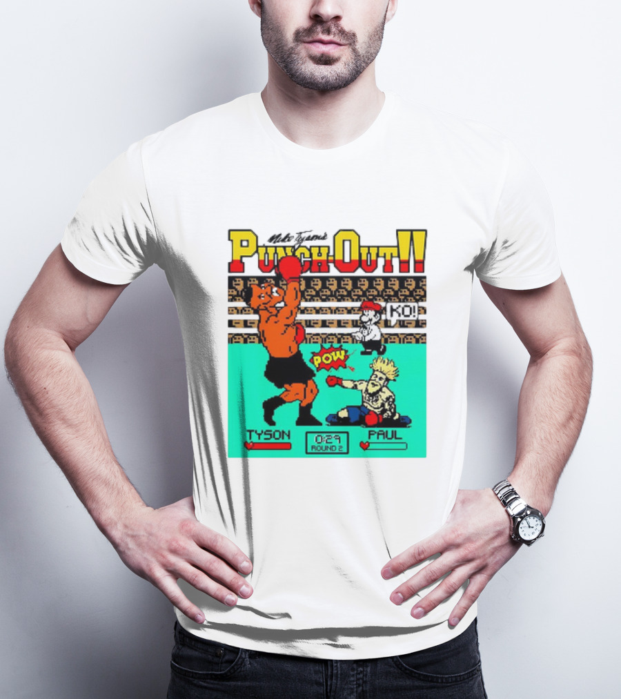 Mike Tyson’s Punch-Out KO Tyson POW Paul Round 2 Retro Game Boxing Match T-Shirt