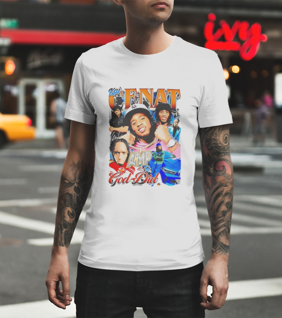Kai Cenat AMP God Did Car Streamer Graphic Collage T-Shirt