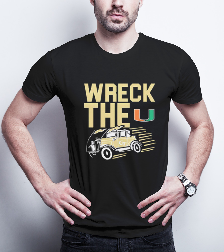Wreck The U Georgia Tech Yellow Jackets GT Vintage Car Miami T-Shirt