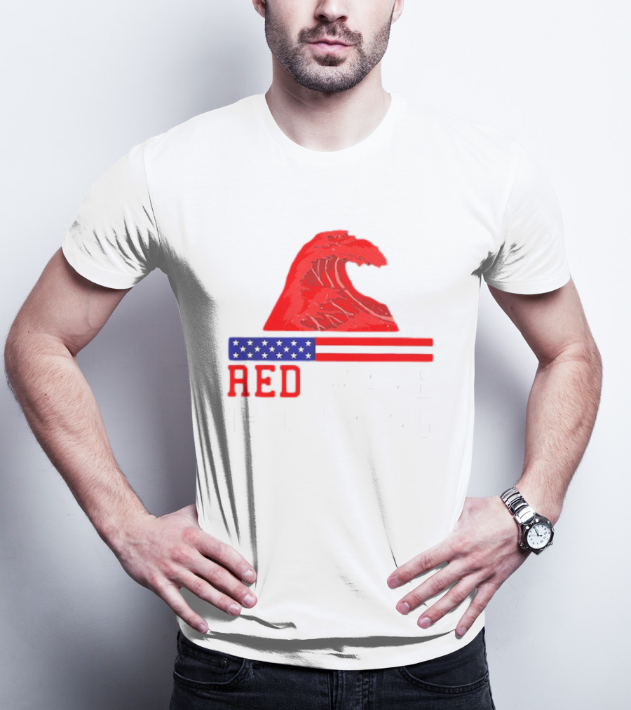 Red Wave USA Flag Wave T-Shirt
