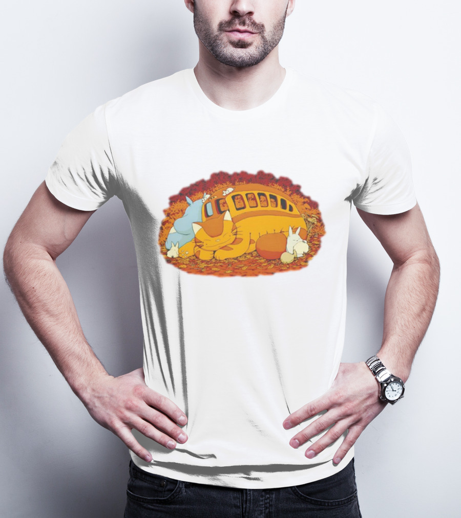 Totoro Forest Spirits Napping With Catbus T-Shirt