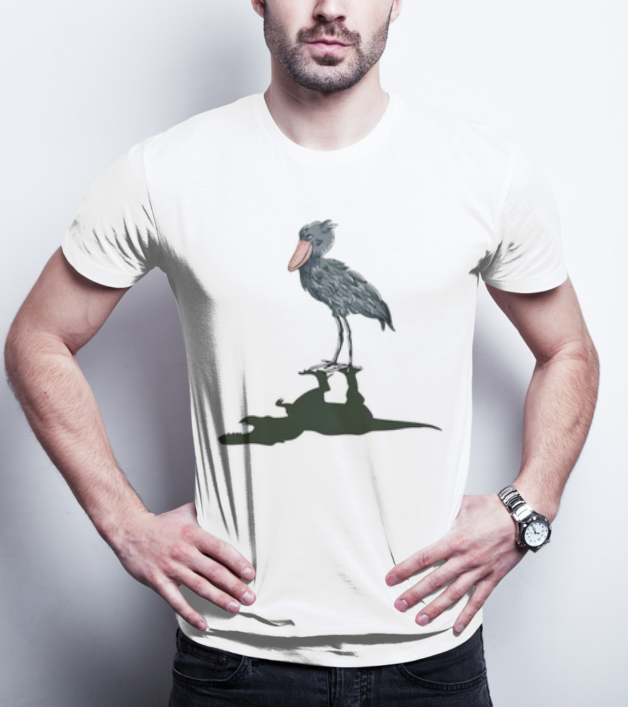 Shoebill Stork With Dinosaur Shadow Meme T-Shirt