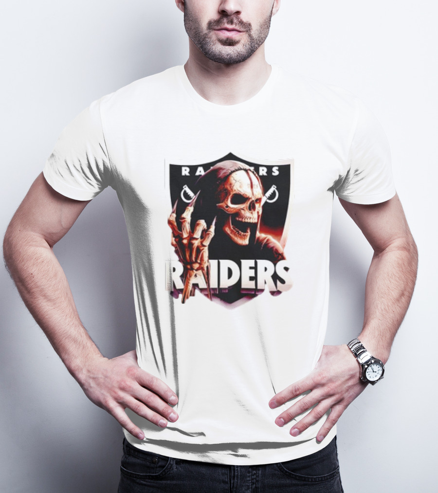 Skeleton Raiders Shield With Crossed Swords T-Shirt