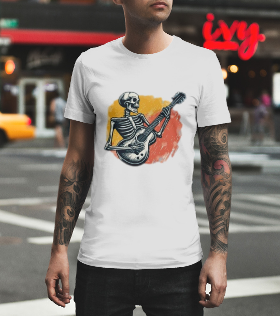 Skeleton Guitarist Rock Band Iconic T-Shirt