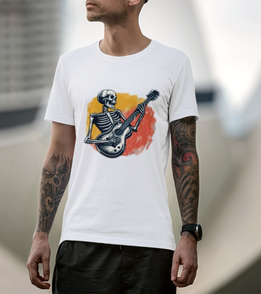 Skeleton Guitarist Rock Band Iconic T-Shirt