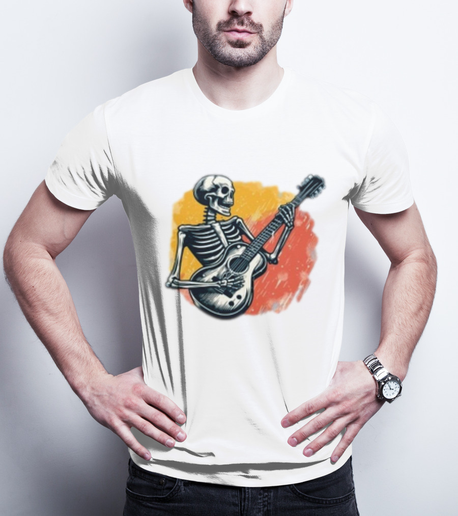 Skeleton Guitarist Rock Band Iconic T-Shirt