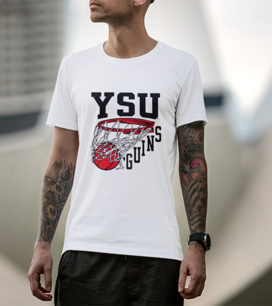 YSU Guins Basketball Hoop Retro T-Shirt