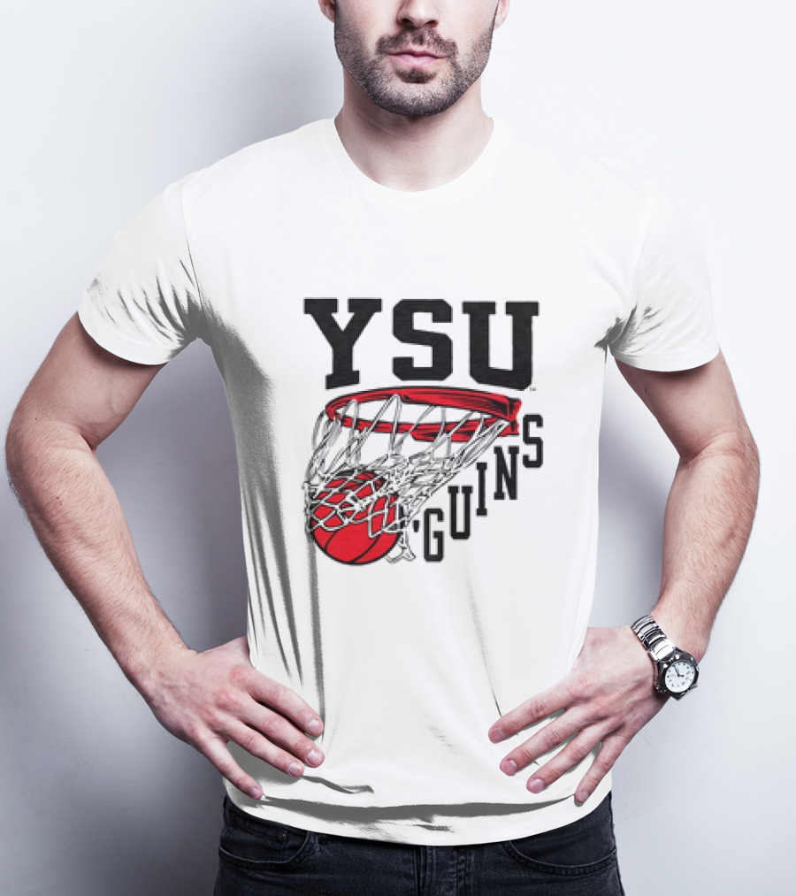 YSU Guins Basketball Hoop Retro T-Shirt
