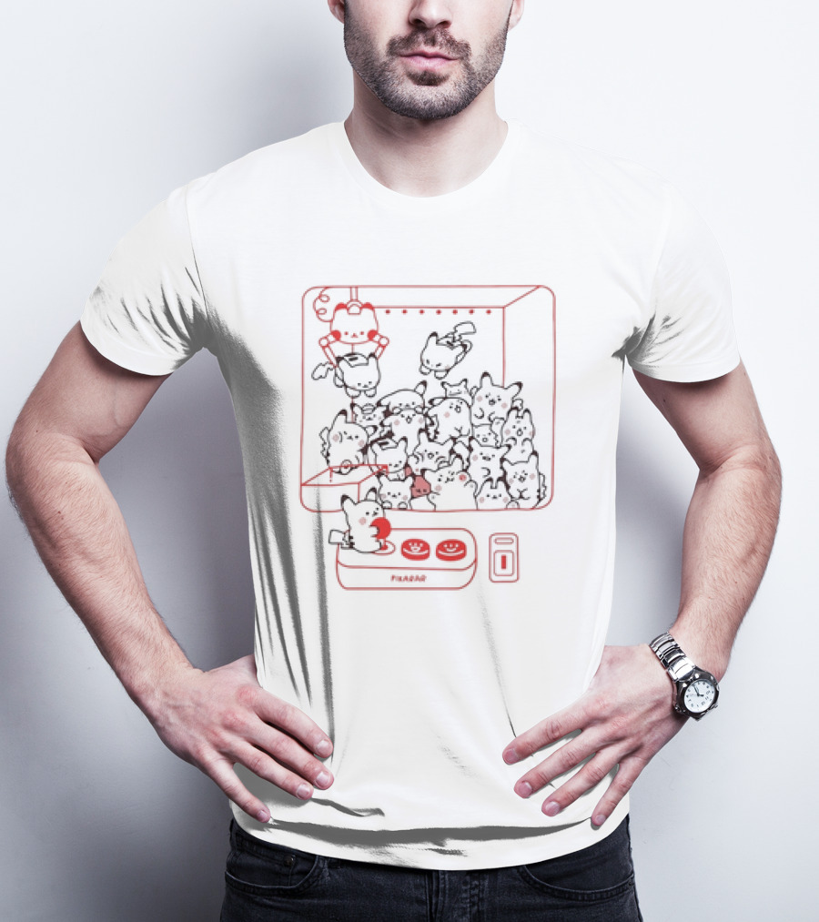 Pikarar Yellow Crane Claw Machine Cute Characters T-Shirt