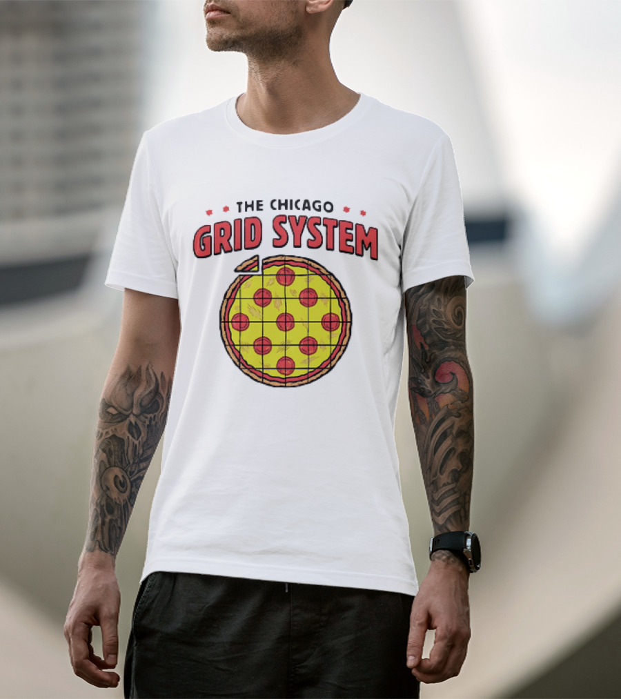 The Chicago Grid System Pizza Slice T-Shirt