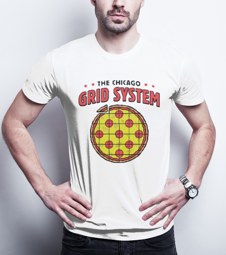 The Chicago Grid System Pizza Slice T-Shirt