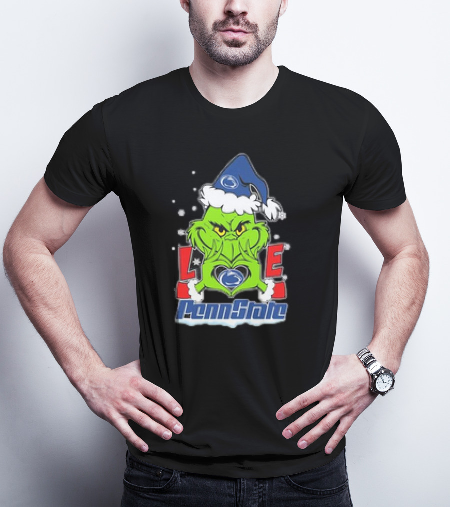 Grinch Hand Love Penn State Christmas Nittany Lions T-Shirt