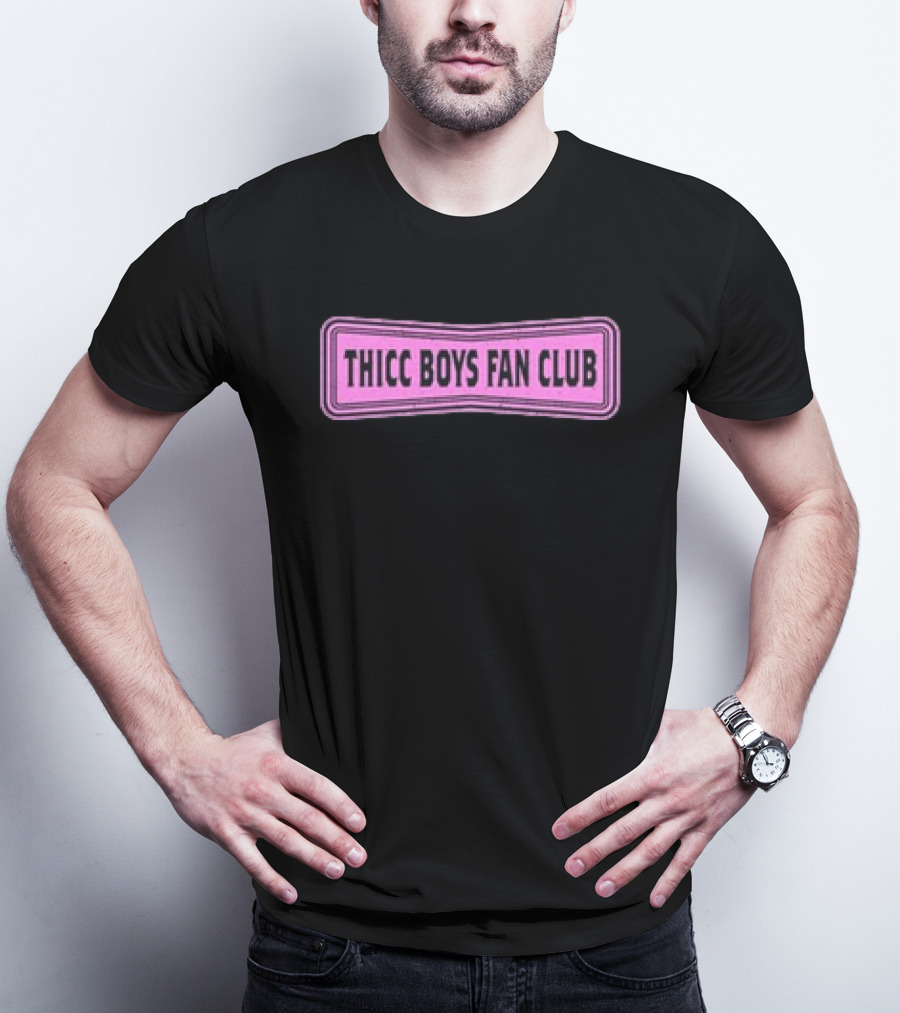 THICC BOYS FAN CLUB Retro-Style Pink Banner T-Shirt