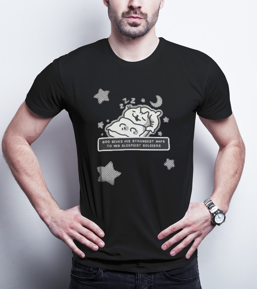 Strongest Naps Sleepiest Soldiers God Pillow Cuddles Moon Stars T-Shirt