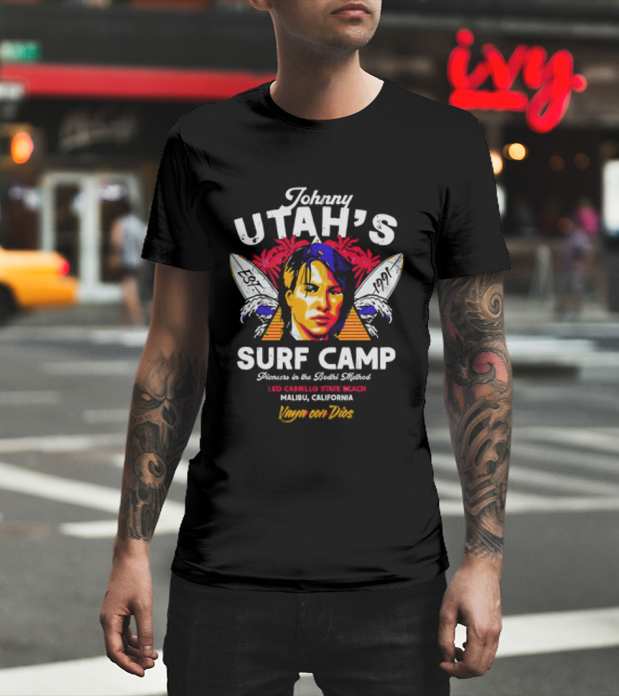 Johnny Utah's Surf Camp Bodhi Method Leo Carillo State Beach Malibu Vaya Con Dios 1991 T-Shirt