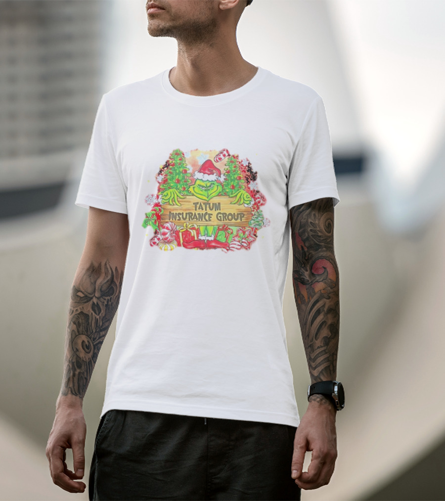 Grinch Tatum Insurance Group Christmas Candy Cane Trees T-Shirt