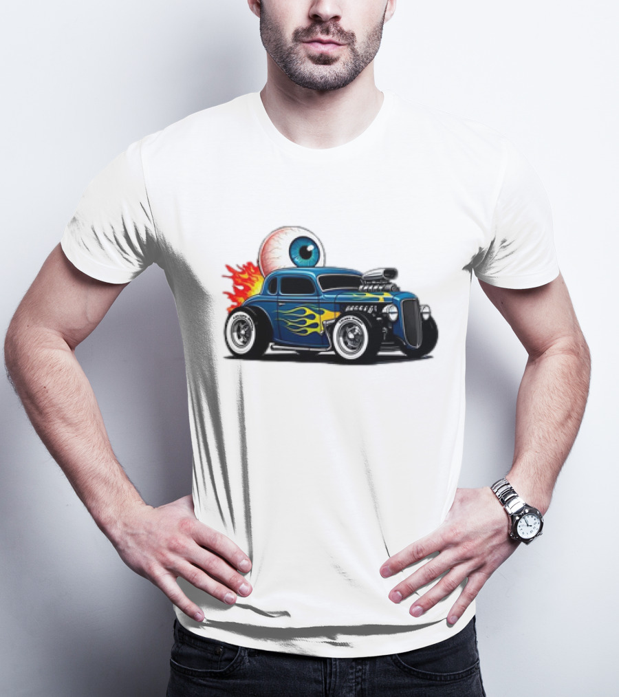 Le Hot Rod D’Eyeba11 Eye-Flame Car T-Shirt
